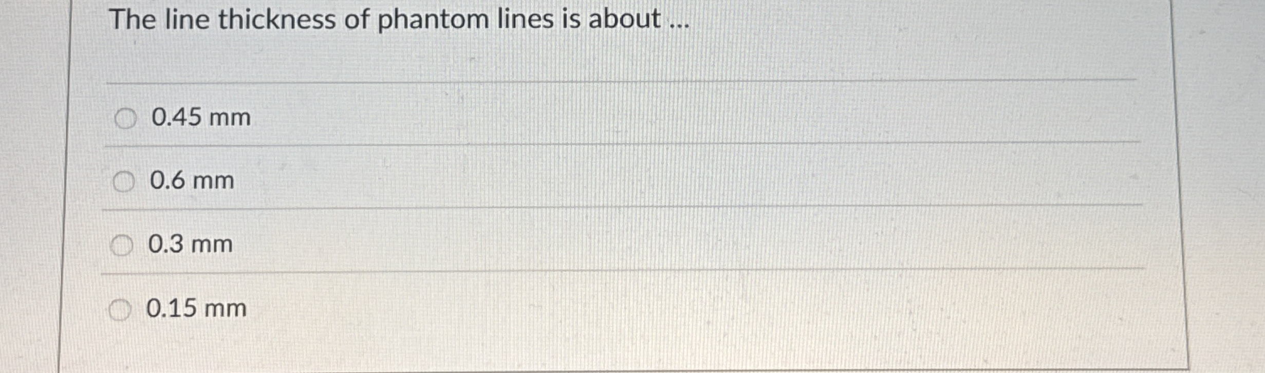 Solved The line thickness of phantom lines is about ...0.45 | Chegg.com