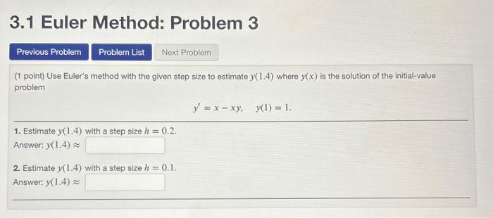 Solved (1 point) Let y(t) be the solution to y˙=7te−y | Chegg.com