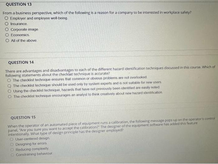 Solved The following tools are used to help identify hazards | Chegg.com