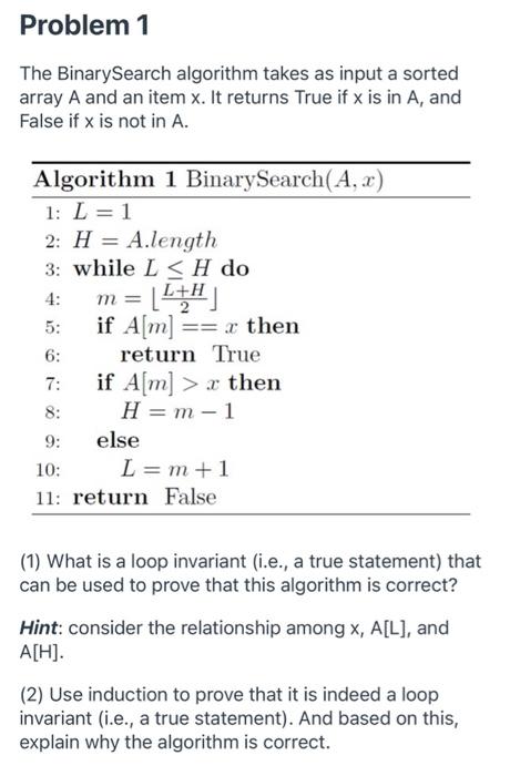 Solved Problem 1 The Binarysearch Algorithm Takes As Input A 9233