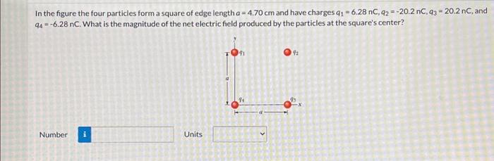 Solved In the figure the four particles form a square of | Chegg.com