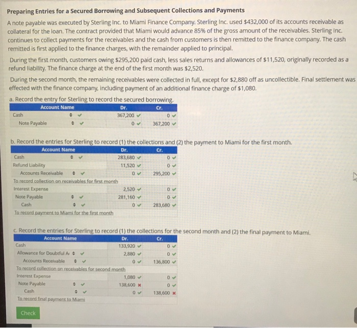 Solved Preparing Entries for a Secured Borrowing and | Chegg.com