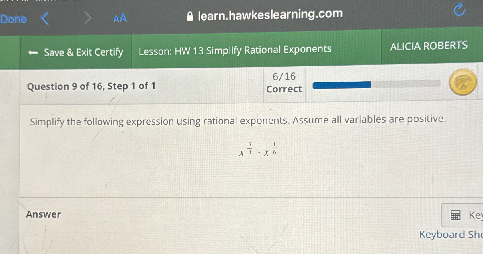 Solved DoneQ learn.hawkeslearning.comlarr Save & Exit | Chegg.com