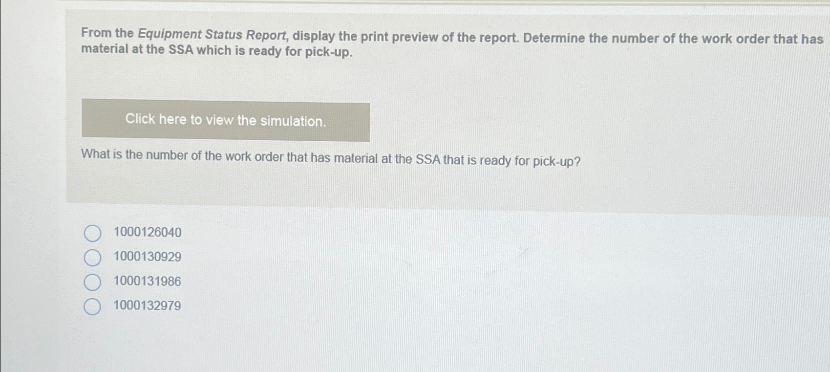 Solved From the Equipment Status Report, display the print | Chegg.com