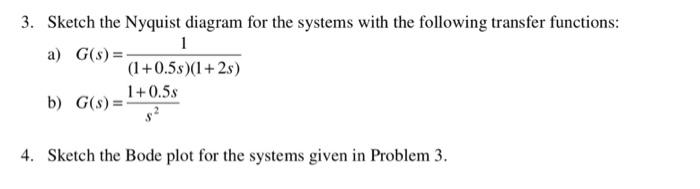Solved 3. Sketch the Nyquist diagram for the systems with | Chegg.com