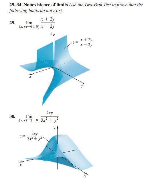 Solved 29-34. Nonexistence of limits Use the Two-Path Test | Chegg.com