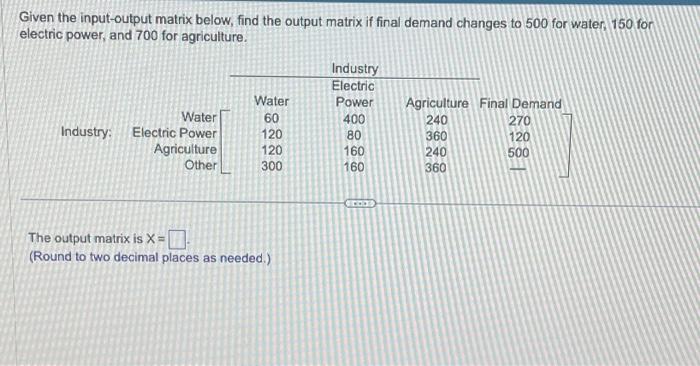 Solved Given The Input Output Matrix Below Find The Output