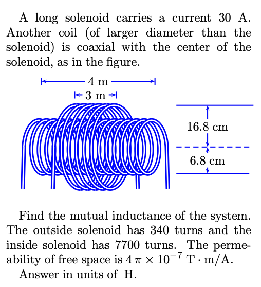 Solved A long solenoid carries a current 30A.Another coil | Chegg.com