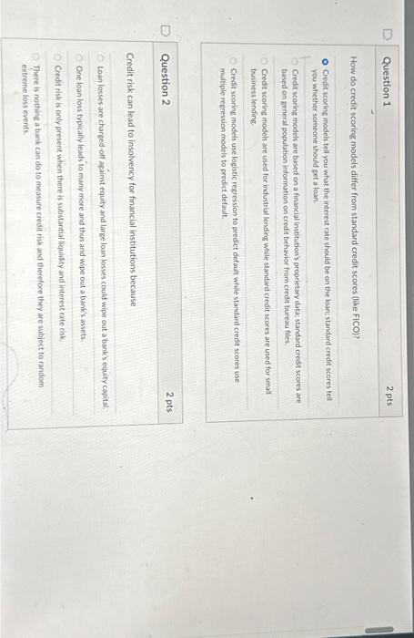 Solved How Do Credit Scoring Models Differ From Standard