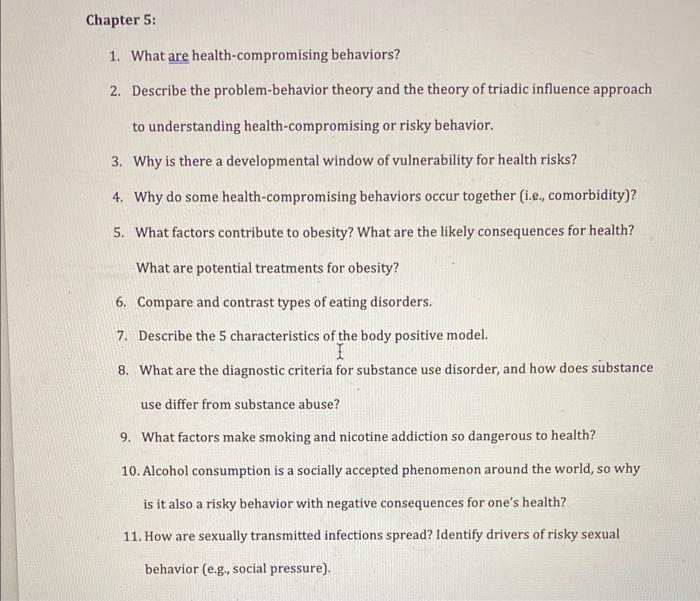 Solved 1. What are health-compromising behaviors? 2. | Chegg.com