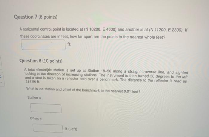 Solved Question 7 (8 points) A horizontal control point is | Chegg.com