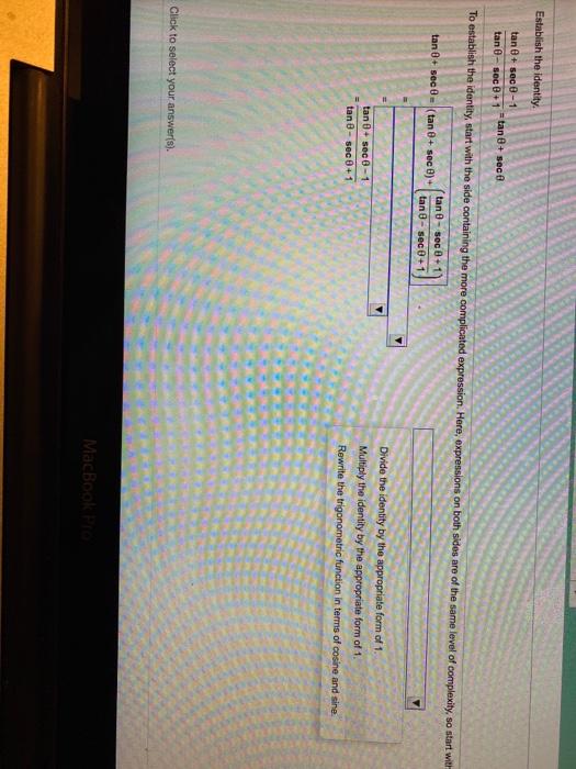 Solved Establish the identity tan + sec 0-1 tan - sec 0+1 | Chegg.com