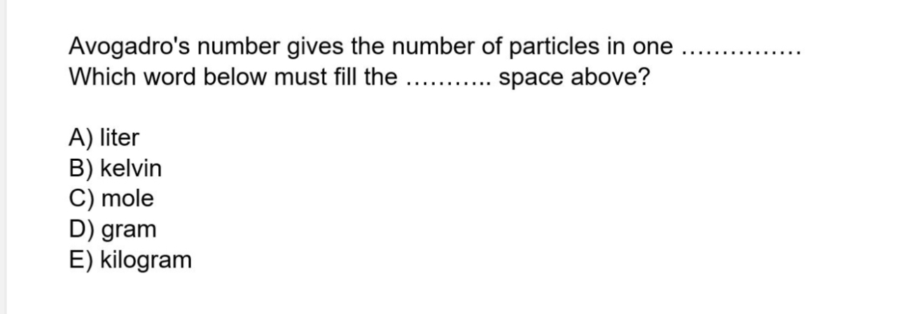 Solved Avogadro's number gives the number of particles in | Chegg.com