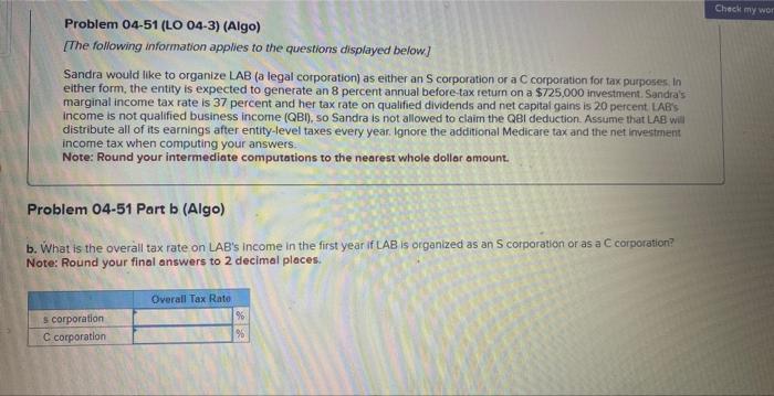 Solved Required information Problem 04-51 (LO 04-3) (Algo) | Chegg.com
