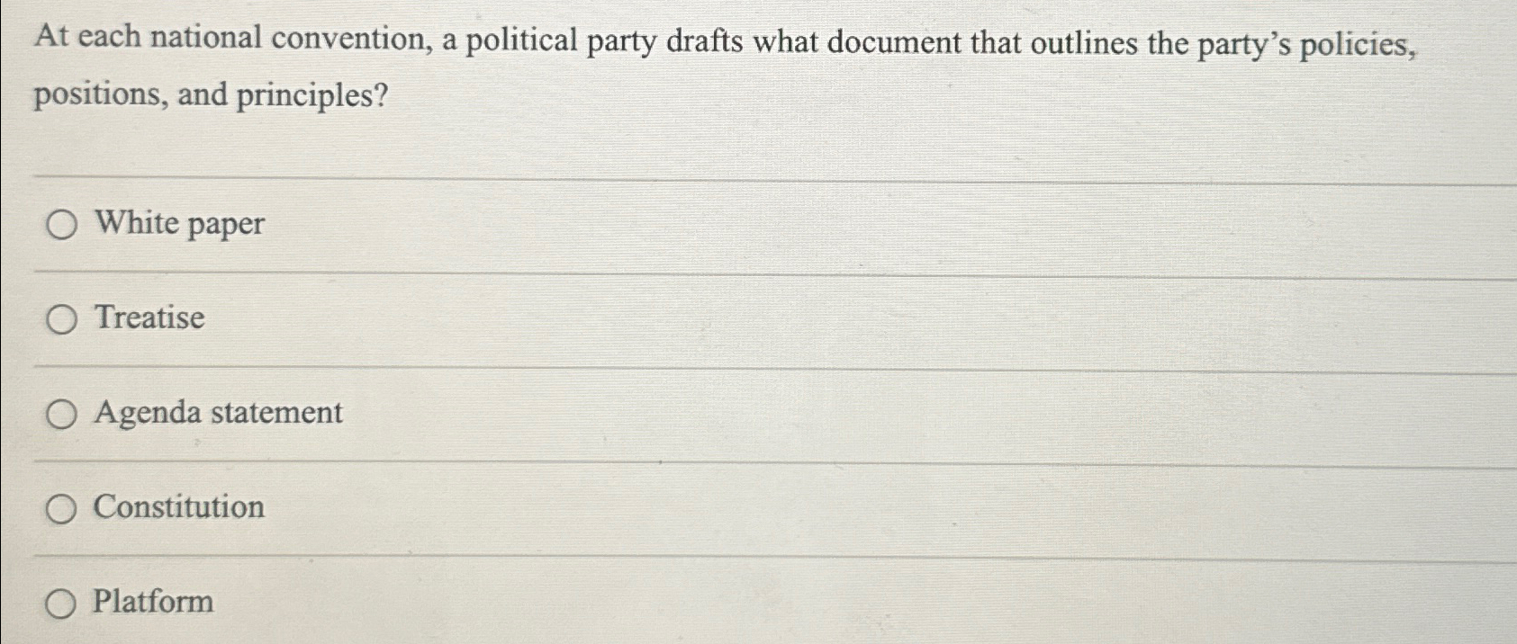 Solved At each national convention, a political party drafts | Chegg.com