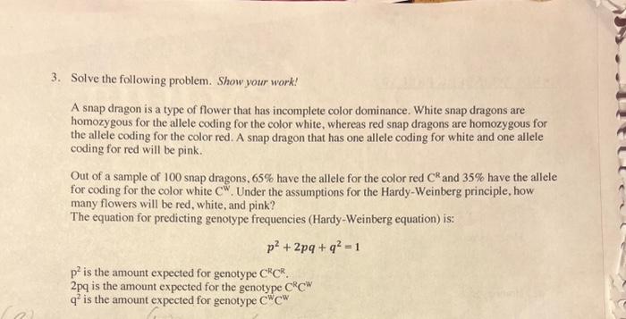 Solved 3. Solve the following problem. Show your work! A | Chegg.com