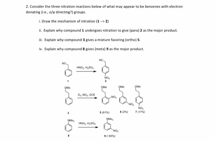 Solved 2. Consider the three nitration reactions below of | Chegg.com