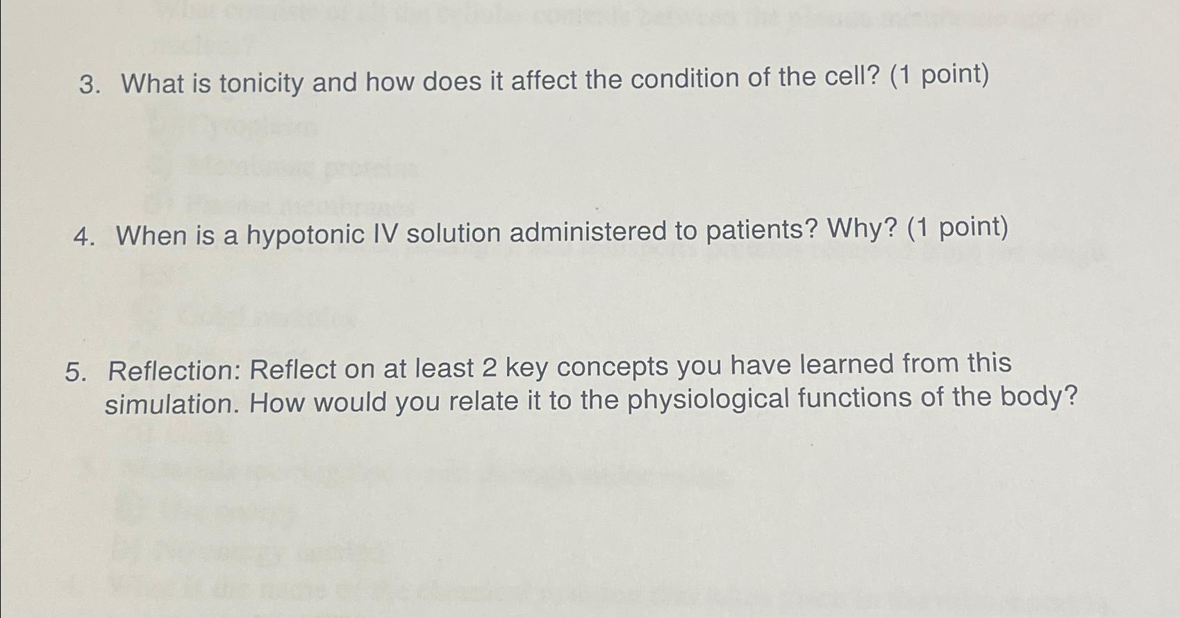 Solved What is tonicity and how does it affect the condition | Chegg.com
