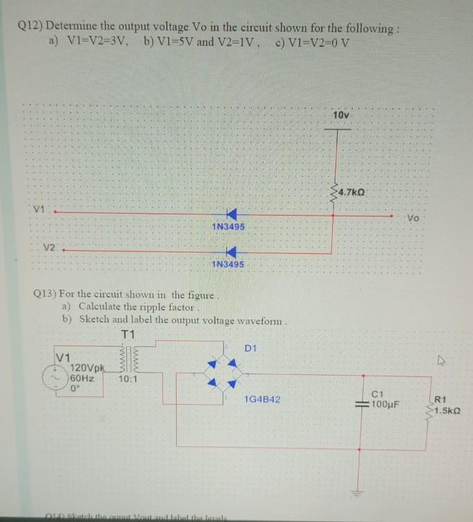 Solved Q12) Determine the output voltage Vo in the circuit | Chegg.com