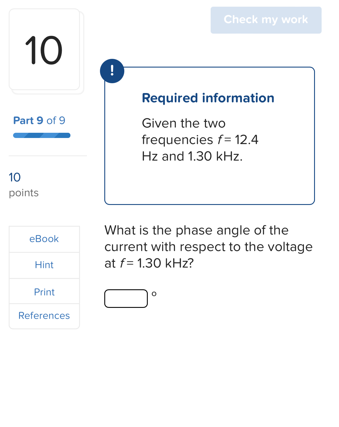 !Required informationPart 9 ﻿of 910pointsGiven the | Chegg.com