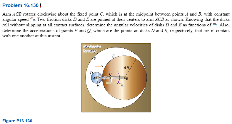 Solved Problem 16.130 |Arm ACB rotates clockwise about the | Chegg.com