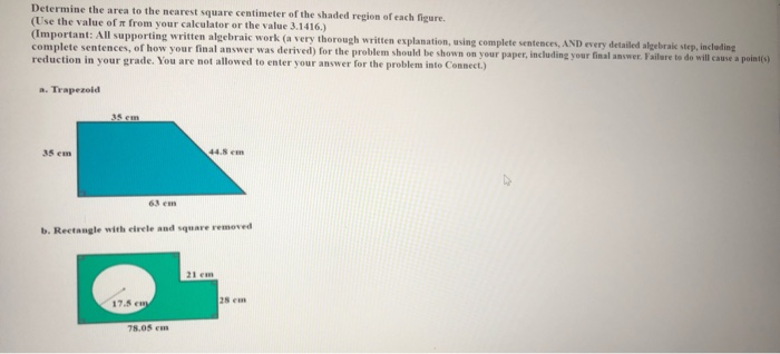 Solved Determine the area to the nearest square centimeter | Chegg.com