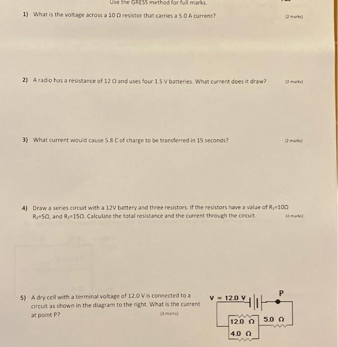 Solved Use the GRESS method for full marks. 1) What is the | Chegg.com
