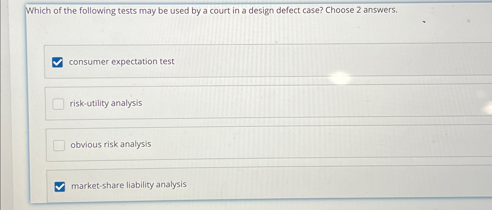 Solved Which of the following tests may be used by a court | Chegg.com