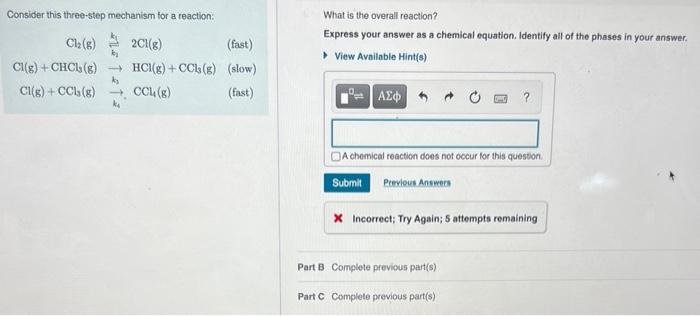Solved Consider this three-step mechanism for a reaction: | Chegg.com