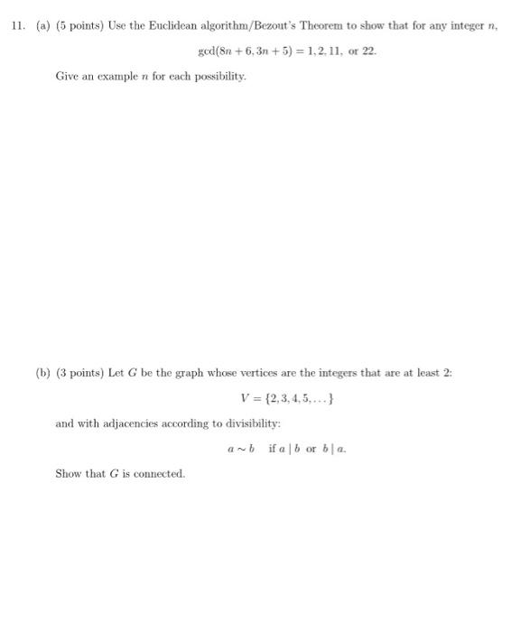 Solved 11. (a) (5 points) Use the Euclidean | Chegg.com