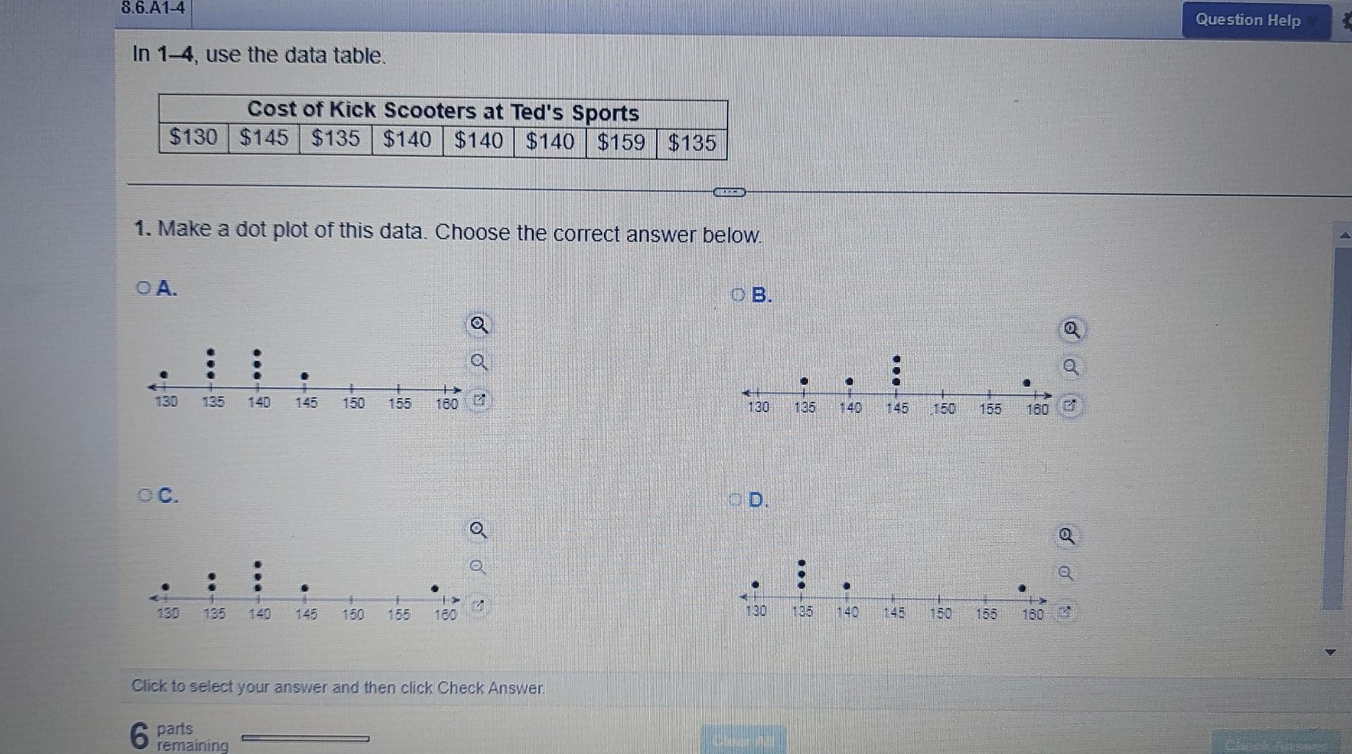 Solved In 1−4, use the data table. 1. Make a dot plot of | Chegg.com