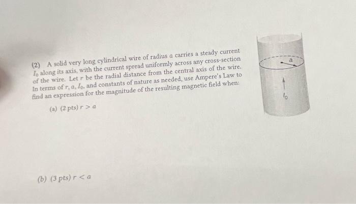 Solved (2) A solid very long cylindrical wire of radius a | Chegg.com