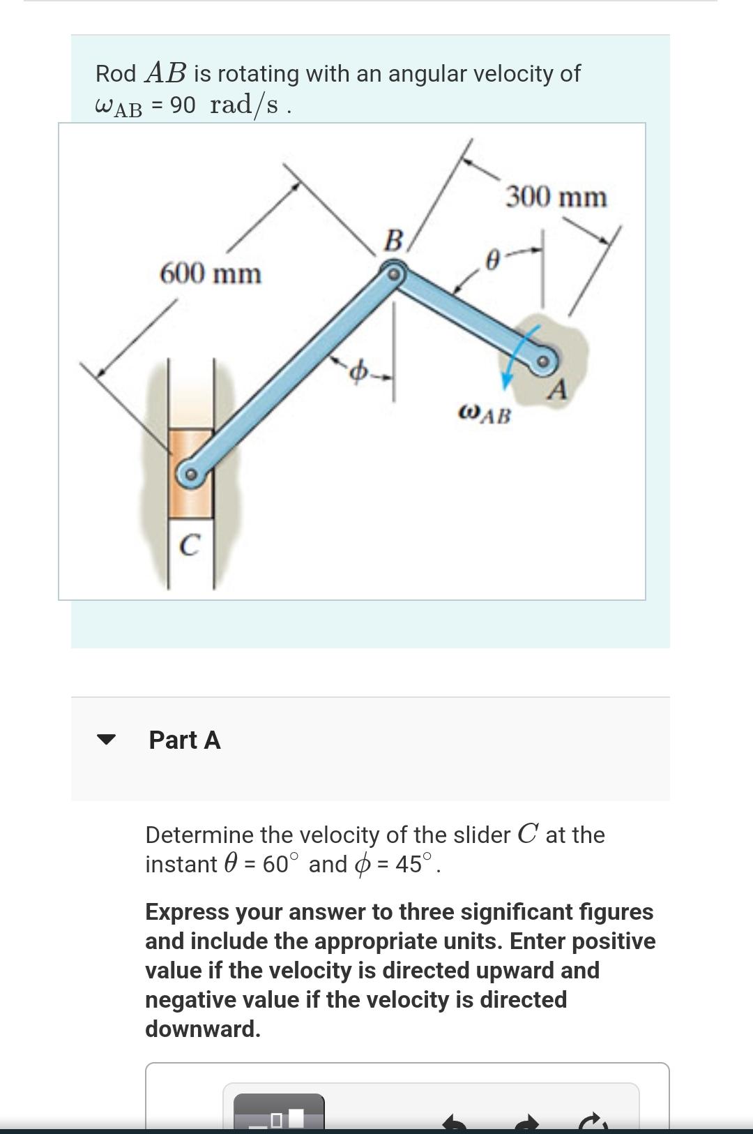 Solved Rod AB ﻿is rotating with an angular velocity of | Chegg.com
