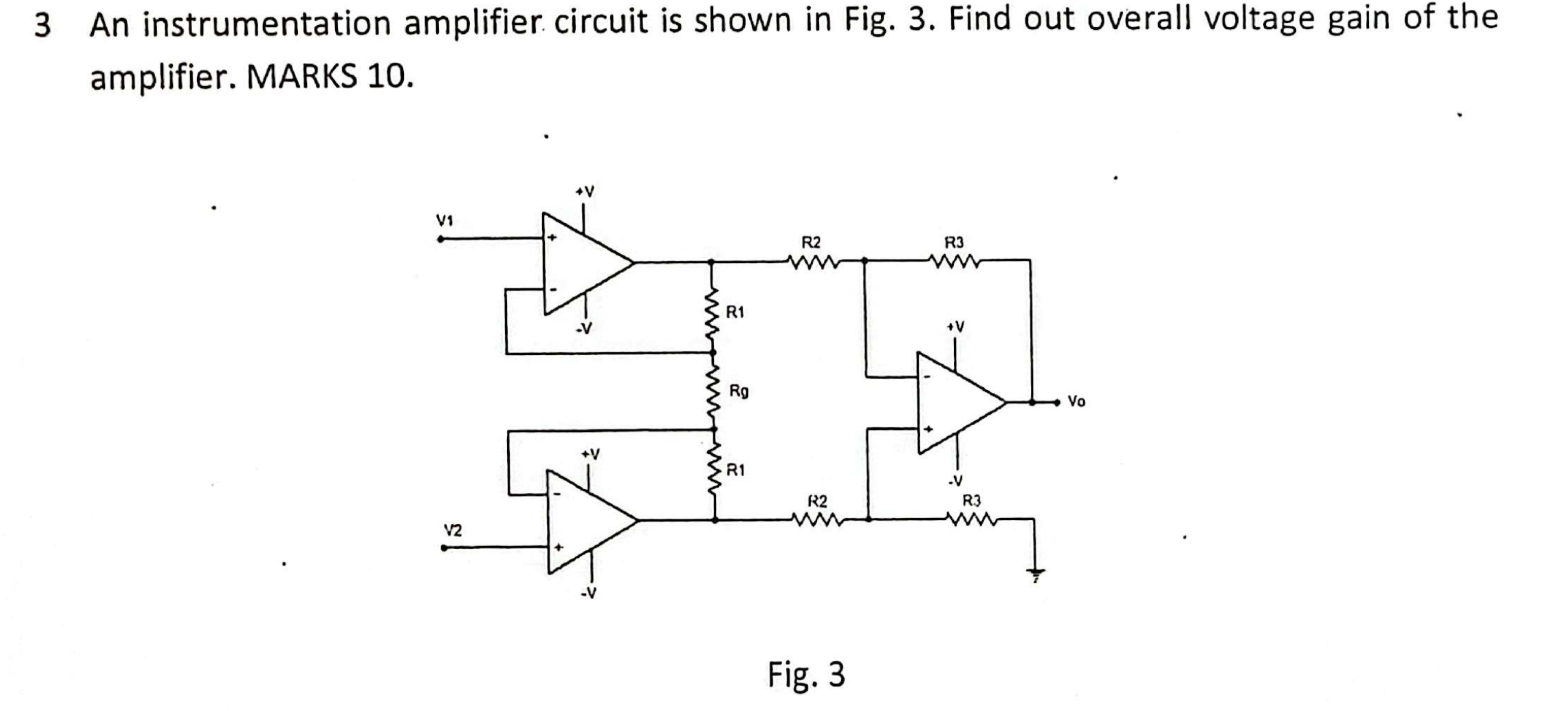 Solved An instrumentation amplifier circuit is shown in Fig. | Chegg.com