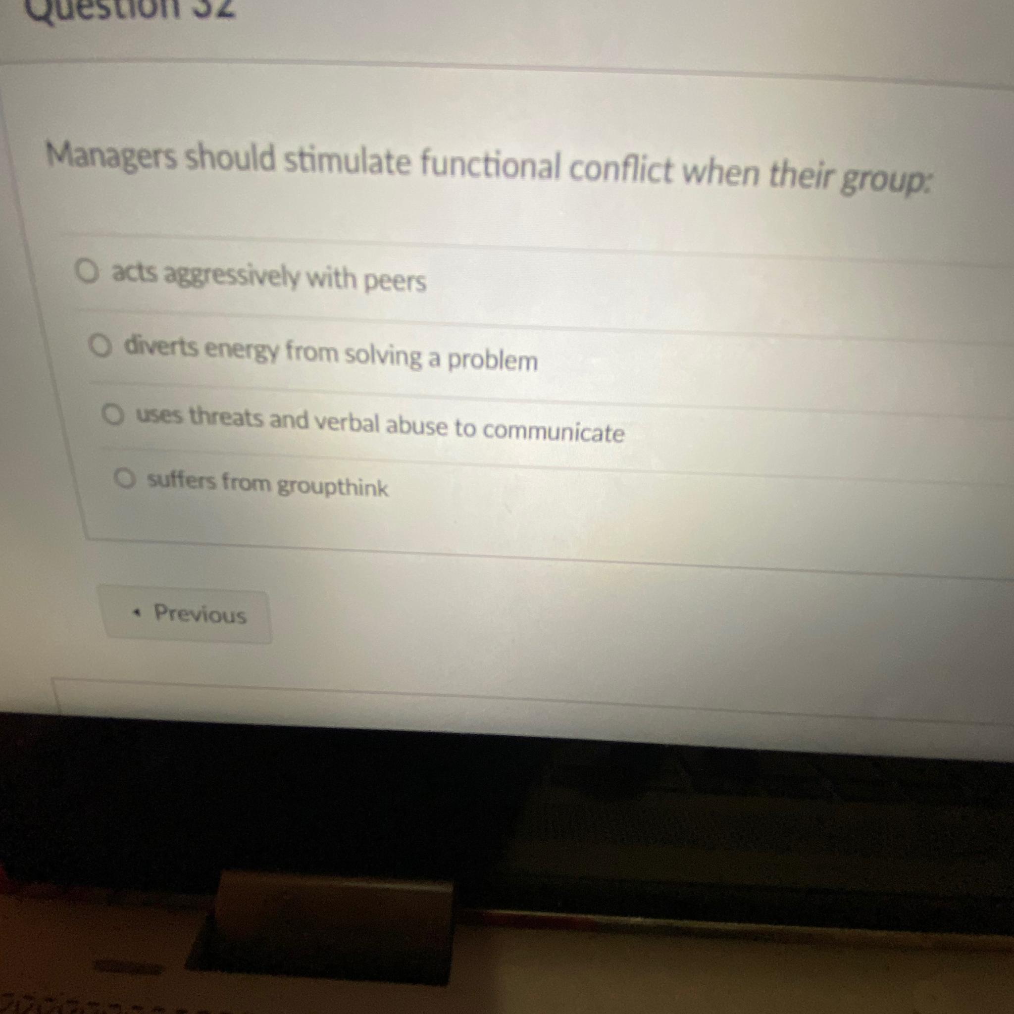 Solved Managers should stimulate functional conflict when | Chegg.com