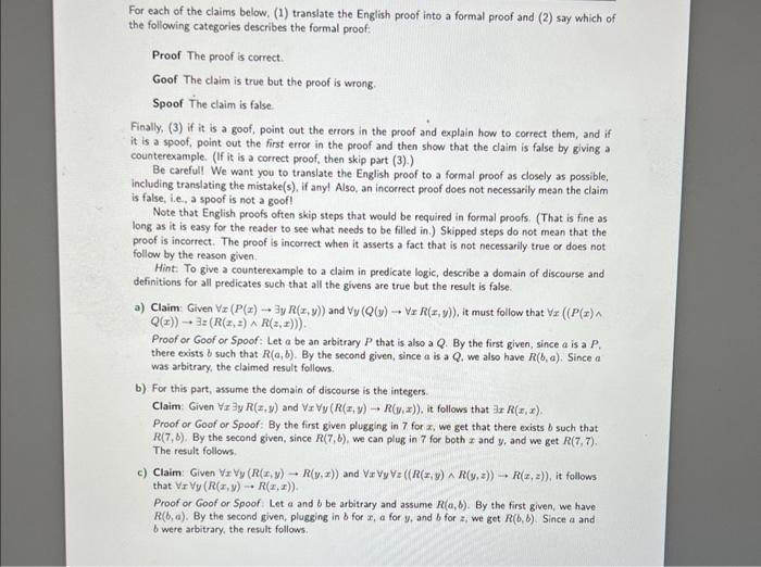 Solved please no abstract random proof, no chatgpt!! Im | Chegg.com