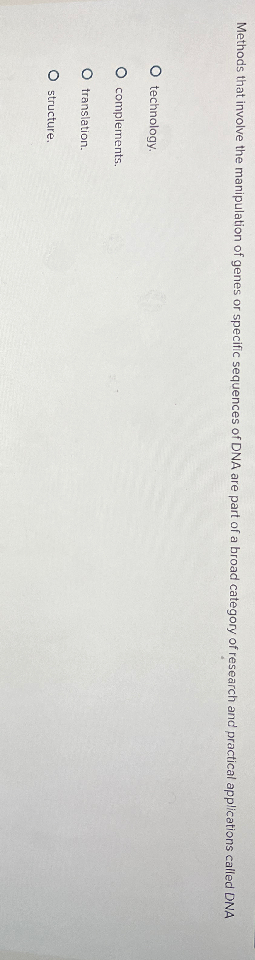 Solved Methods that involve the manipulation of genes or | Chegg.com