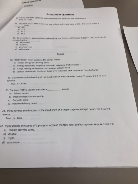 Solved 1. Hydraulic accumulators are used to a) store | Chegg.com