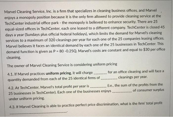 Solved Marvel Cleaning Service, Inc. is a firm that | Chegg.com