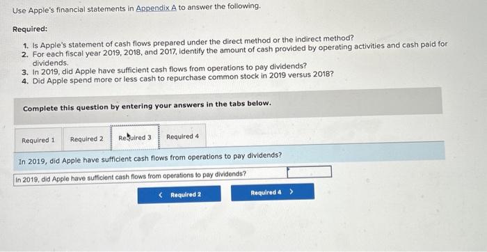 Use Apple's financial statements in Appendix A to | Chegg.com