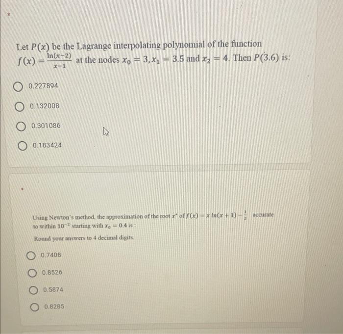 Solved Let P(x) be the Lagrange interpolating polynomial of | Chegg.com