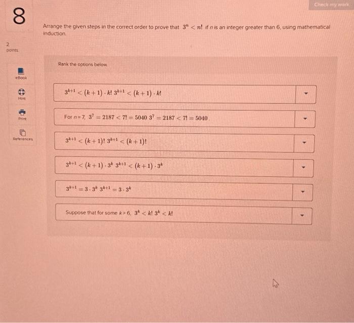 Solved 8 2 points eBook 101 Hint Print References Arrange | Chegg.com
