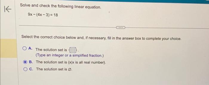 Solved Solve and check the following linear equation. | Chegg.com