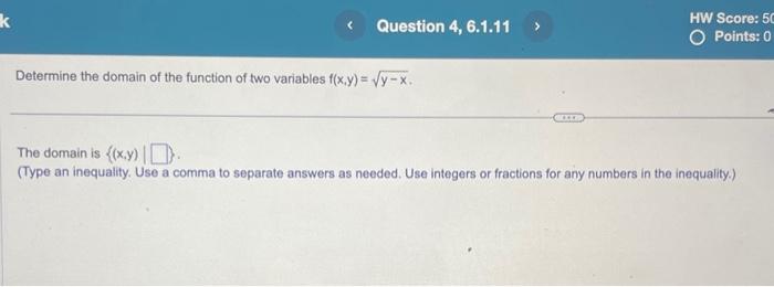 Solved Determine the domain of the function of two variables | Chegg.com