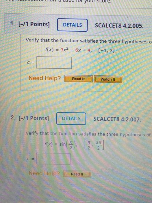 Solved verify the function(s) satisfies the three hypotheses | Chegg.com