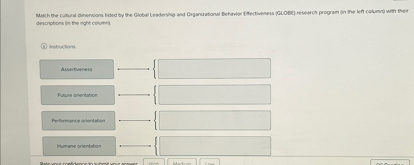 Solved Match the cultural dimensions listed by the Global | Chegg.com