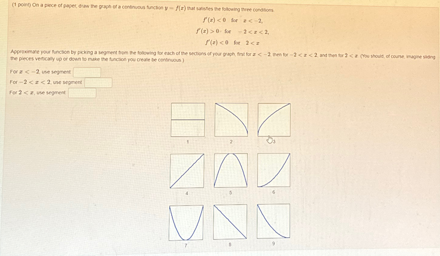 Solved (1 ﻿point) ﻿On a piece of paper, draw the graph of a | Chegg.com