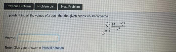 Solved Previous Problem Problem List Next Problem (5 points) | Chegg.com