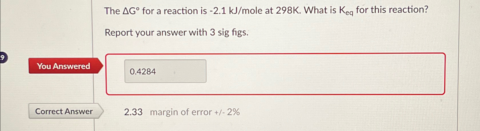 Solved How do i get correct answer? The ΔG° ﻿for a reaction | Chegg.com
