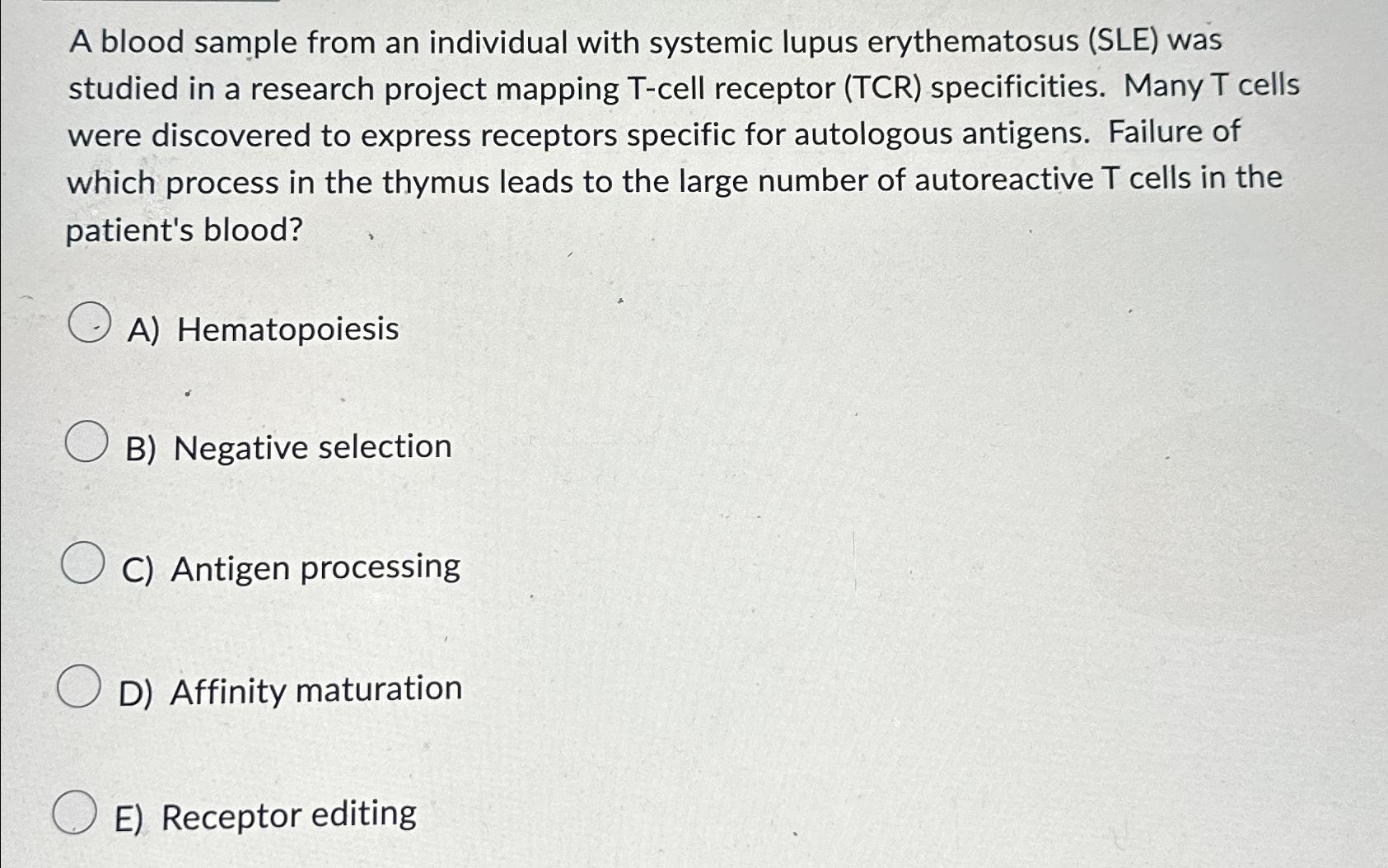 Solved A blood sample from an individual with systemic lupus | Chegg.com